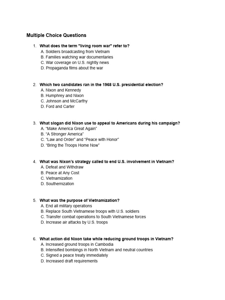 U.S. Involvement in the Vietnam War, Nixon’s Vietnamization Policy, The Fall of Saigon, And the ...