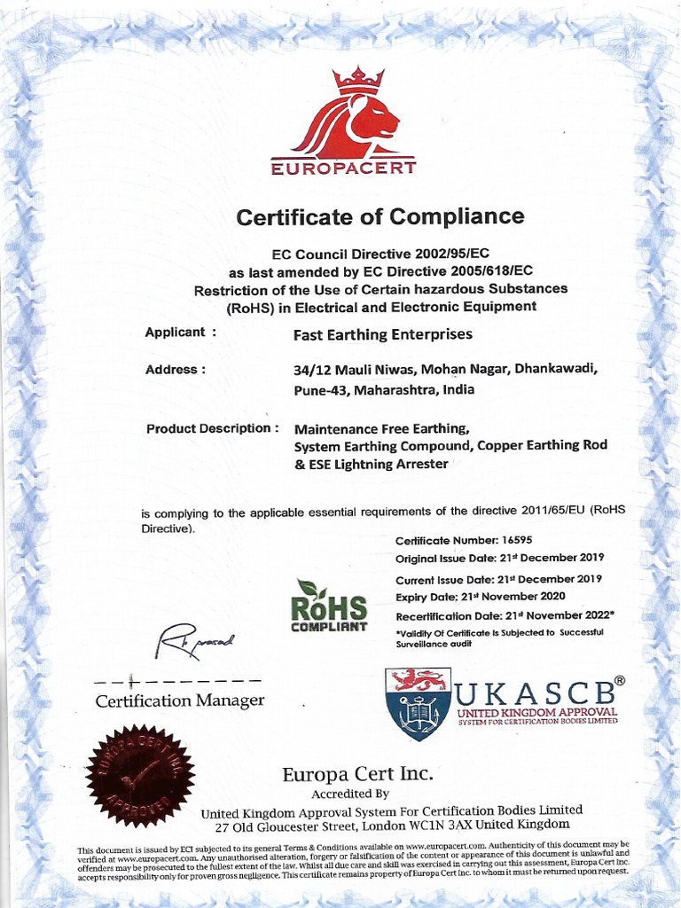Fast Earthing Rohs | PDF