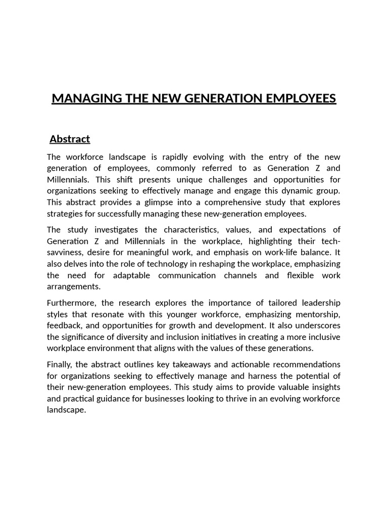 Managing The New Generation Employees-2 | PDF | Employment | Mental Health