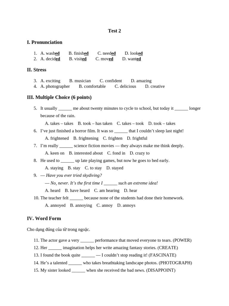 English Language Practice Test | PDF