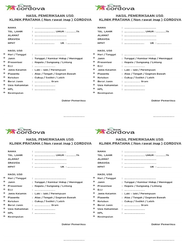 Form Hasil USG | PDF