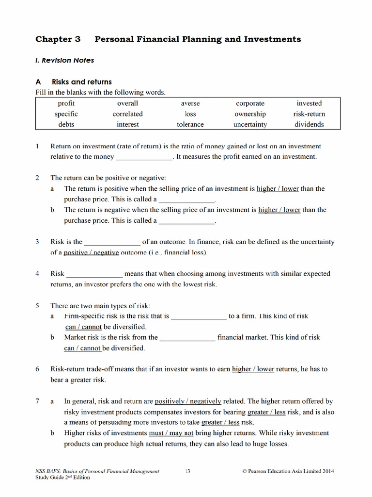 BAFS Ch3 Personal Financial Planning and Investments Question | PDF