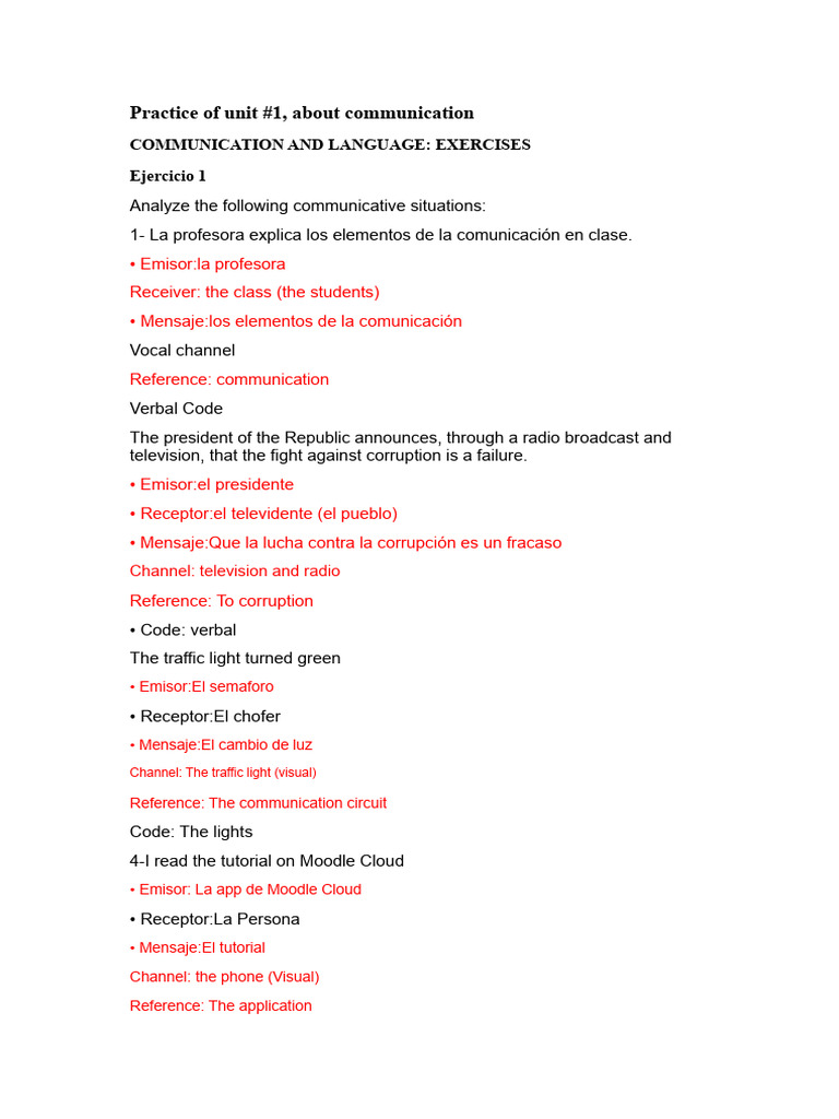 Practical Exercises of Unit #1, Communication | PDF | Communication ...