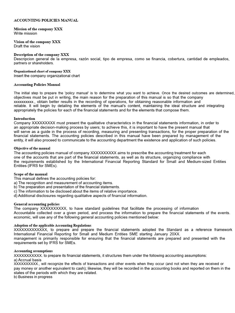 Example of How to Make Accounting Policies | PDF | Historical Cost ...