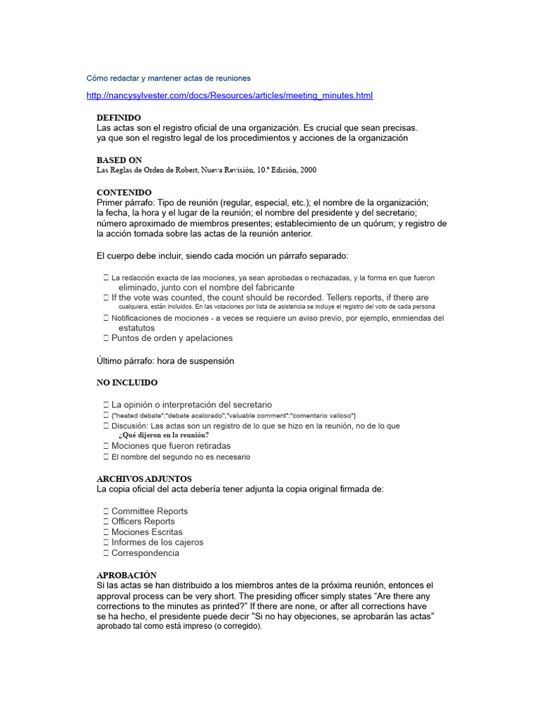 Guía para redactar actas de reuniones | PDF | Gobierno