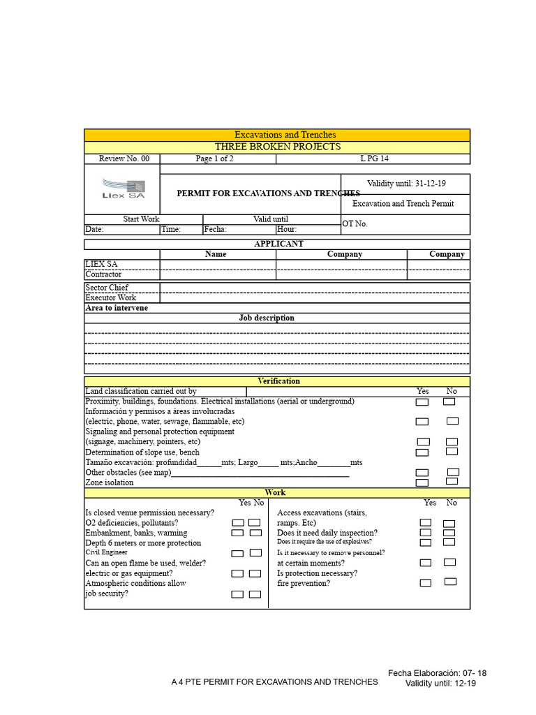 Excavation and Trench Permit Guidelines | PDF