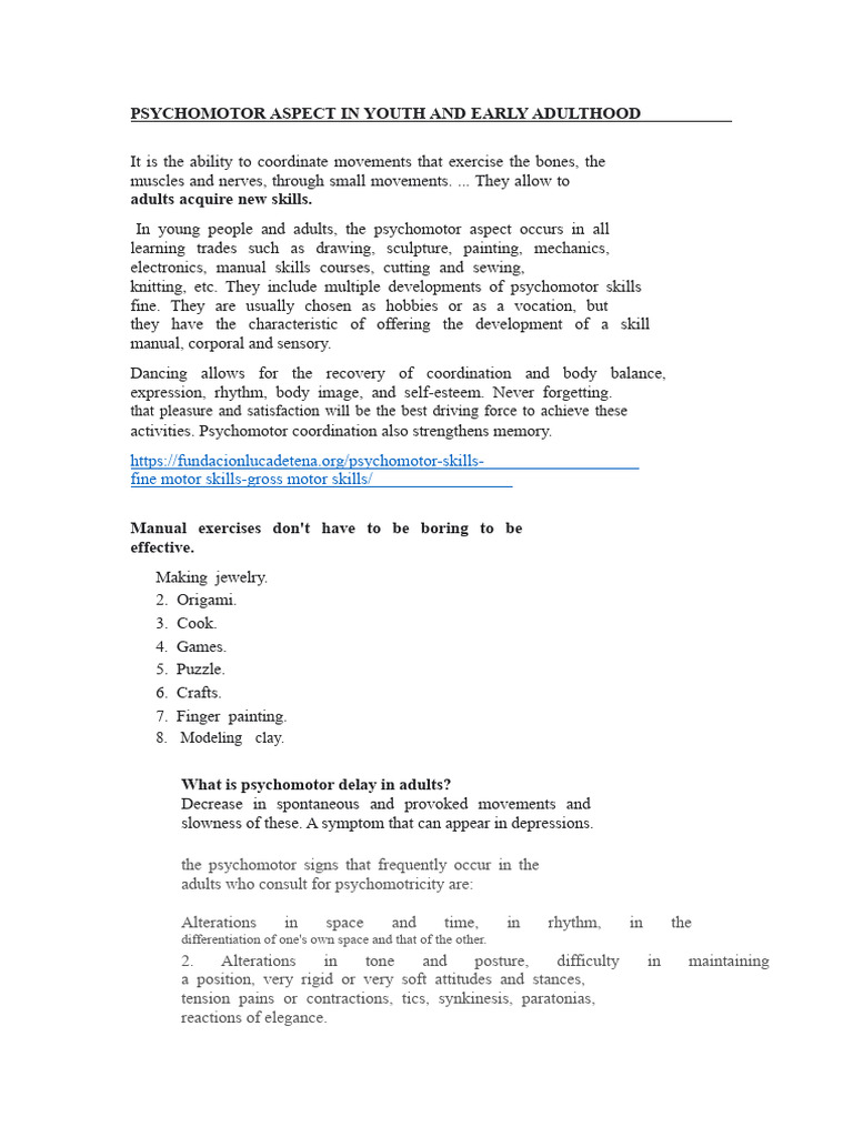 Psychomotor Skills in Youth and Adults | PDF | Anxiety | Neuroscience