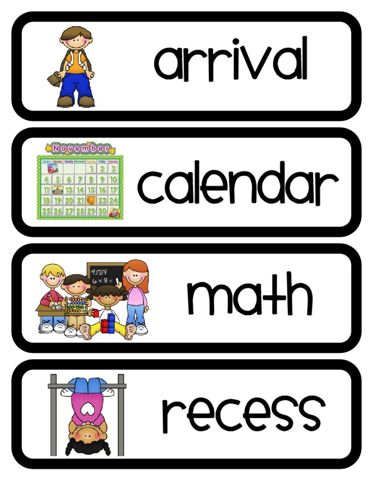 Daily Schedule Cards | PDF | Language Arts & Discipline | Art