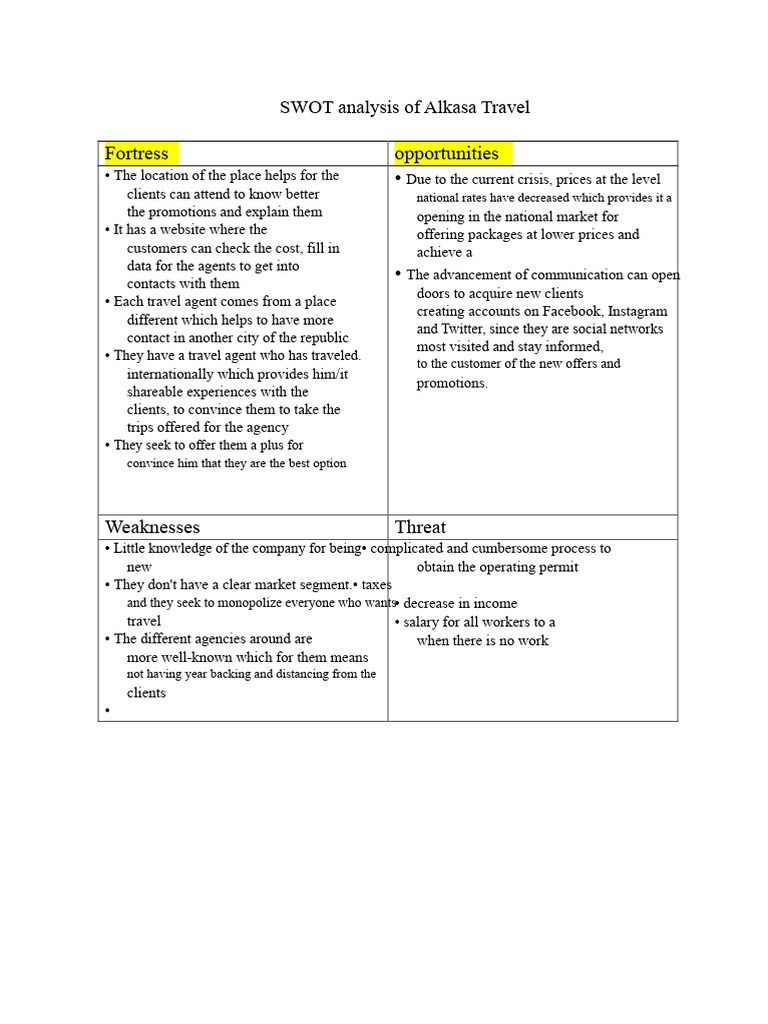 SWOT Analysis in Marketing | PDF | Tourism | Swot Analysis