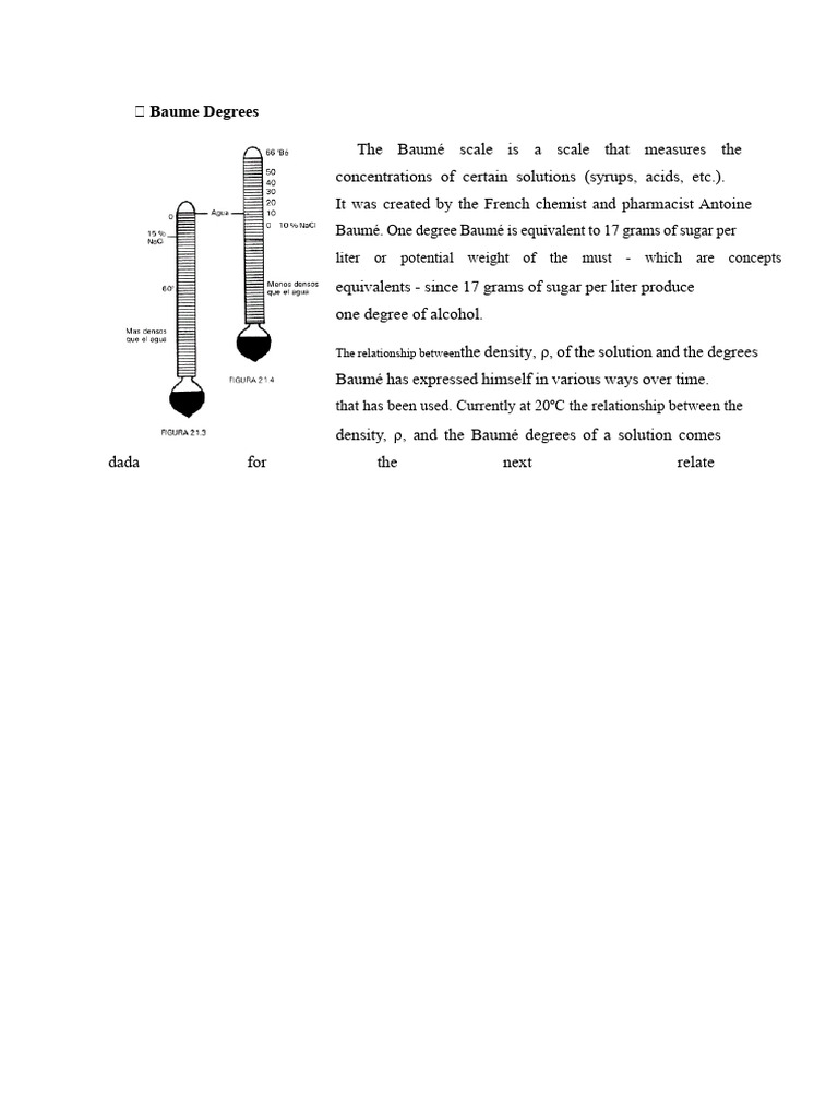 Baumé degrees | PDF | Density | Litre