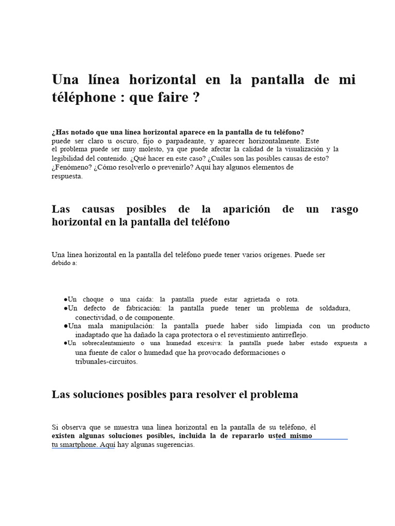 Soluciones para línea horizontal en pantalla | PDF | Pantalla táctil ...