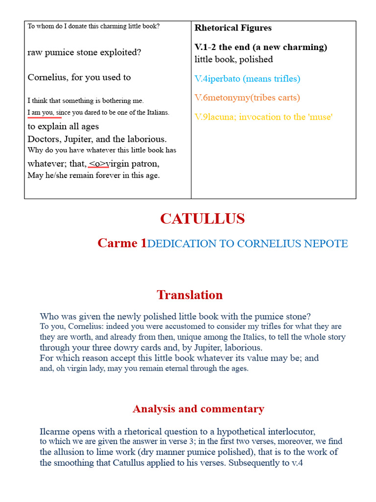 To whom do I give this charming new little book, Catullus? | PDF | Poetry