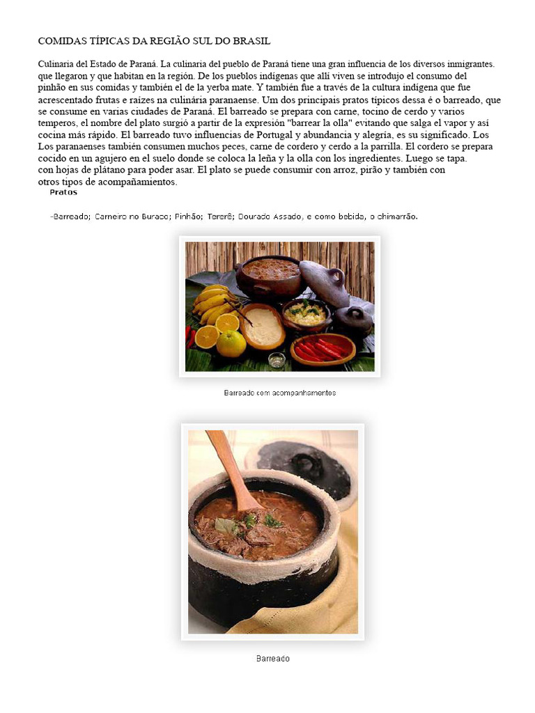 Comidas Típicas de La Región Sur de Brasil | PDF | Mariscos | Cocina ...