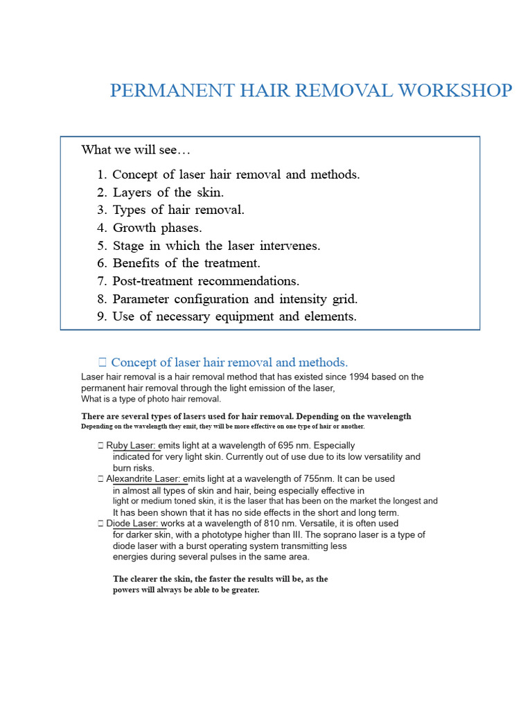 Permanent Hair Removal Workshop | PDF | Hair Removal | Laser