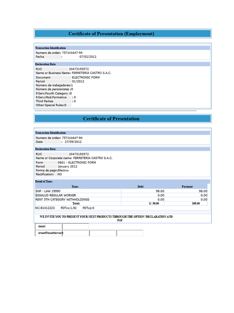 Employment Certificate Submission Details | PDF | Money | Taxes