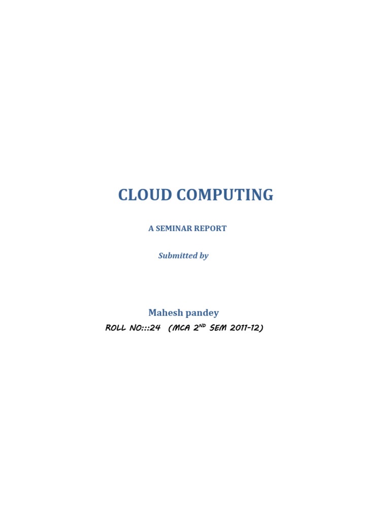 Cloud Computing RePORT | PDF | Software As A Service | Cloud Computing