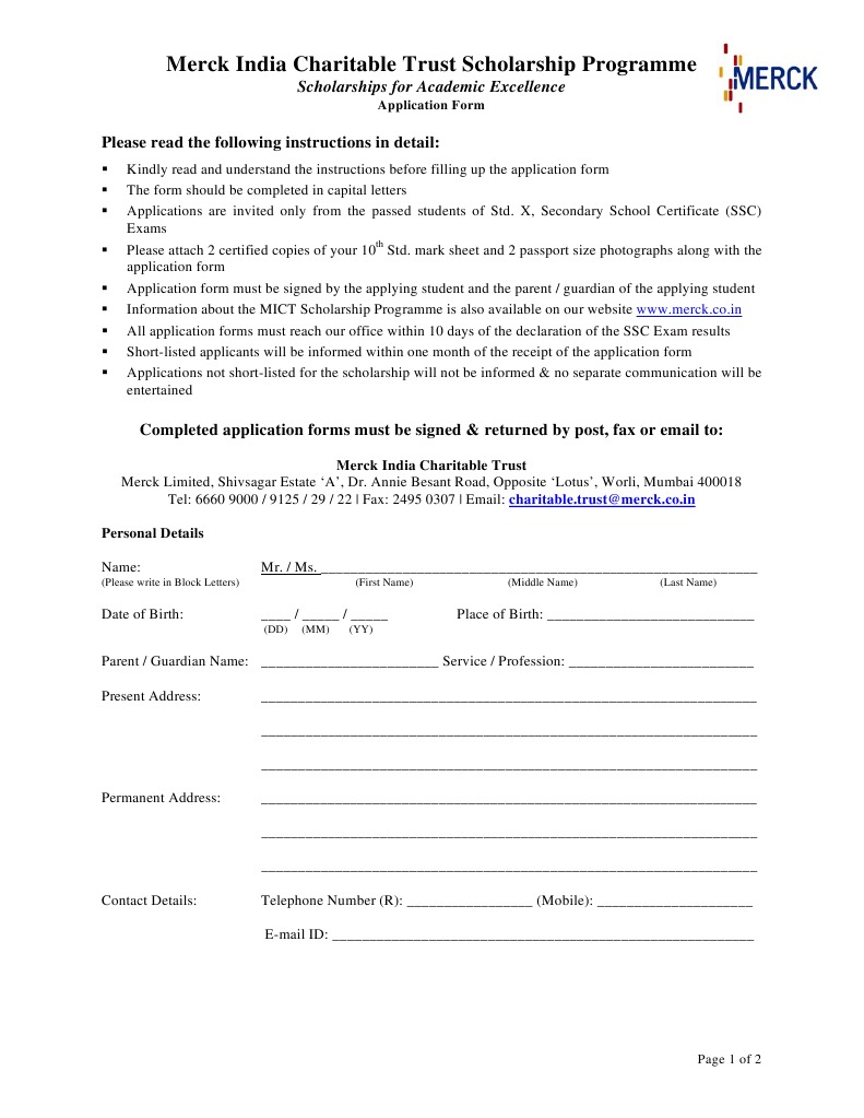 Merck India Scholarship Application Guide | PDF | Student Financial Aid ...