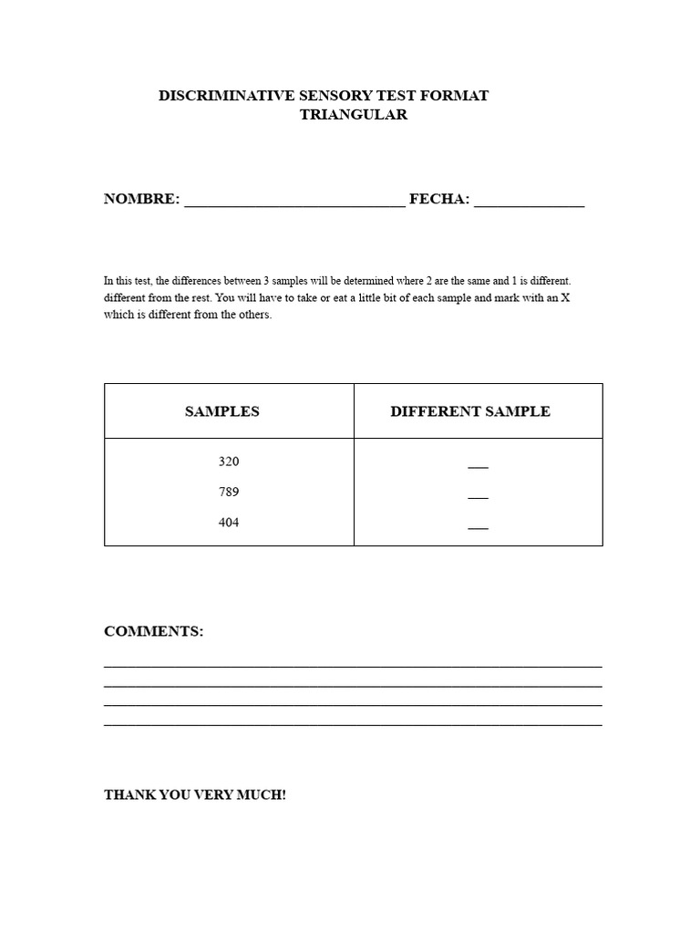 Triangular Discriminative Sensory Test | PDF