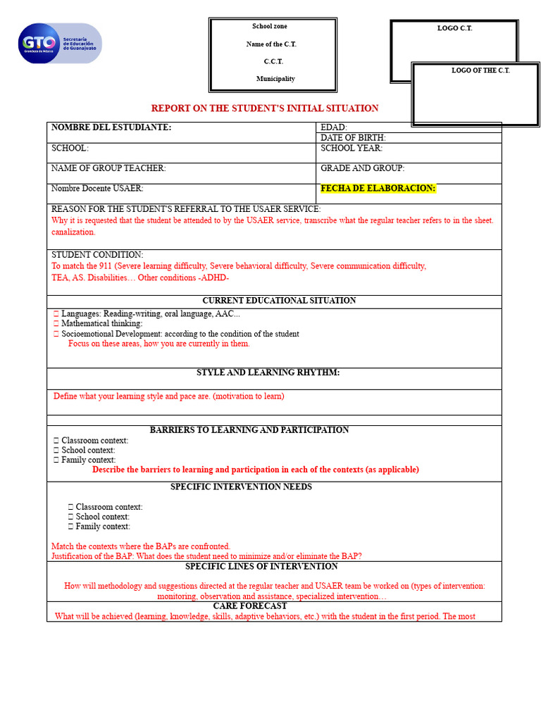 3. INITIAL SITUATION REPORT OF THE STUDENT | PDF | Learning | Teachers