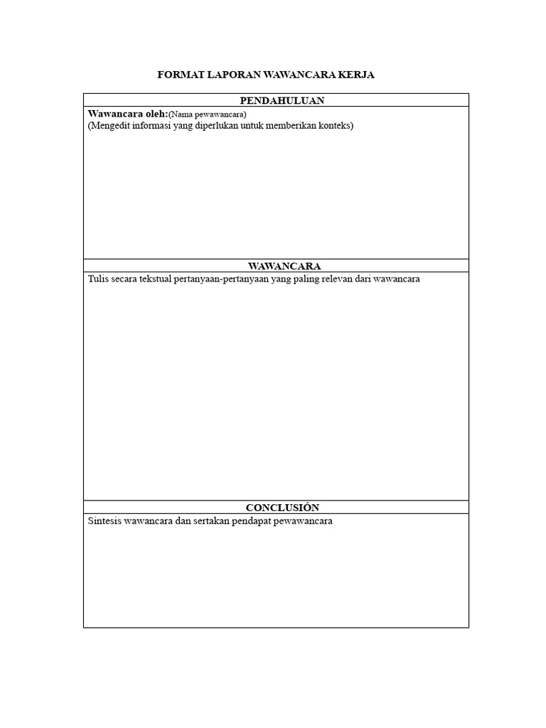 Format Laporan Wawancara Kerja Efektif | PDF