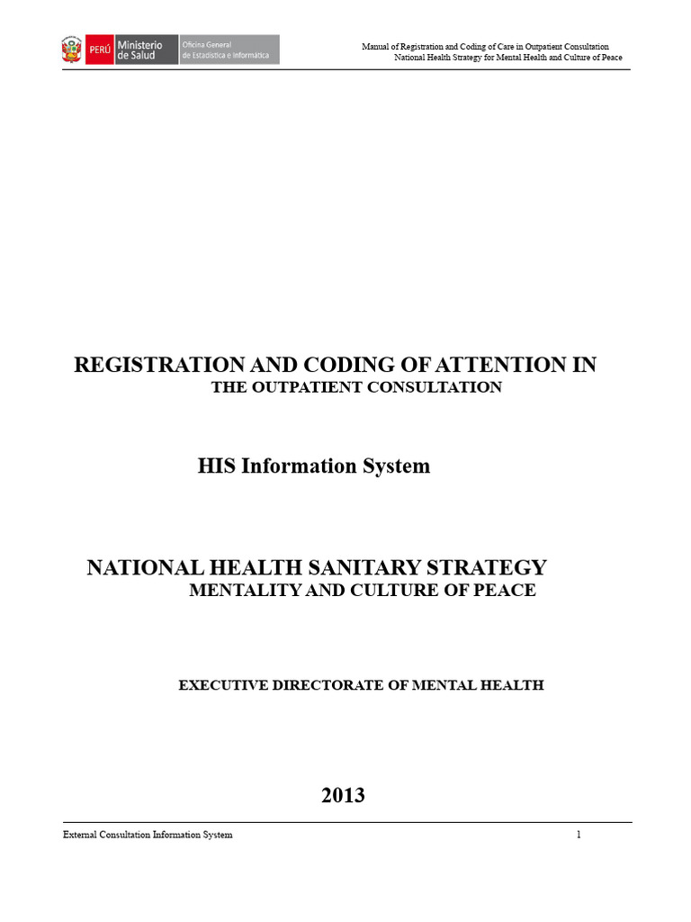 Outpatient Care Registration Manual | PDF | Medical Diagnosis | Mental ...
