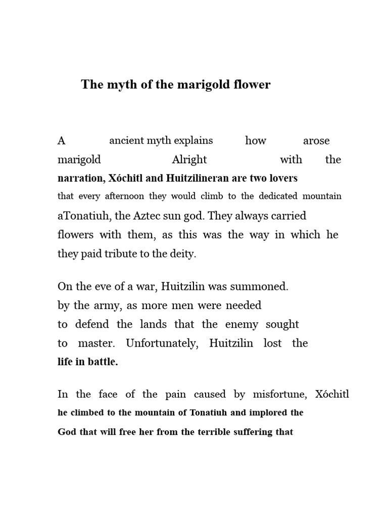 The Legend of the Marigold Flower | PDF