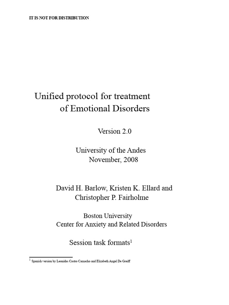 Barlow Unified Protocol Spanish | PDF | Emotions | Anxiety