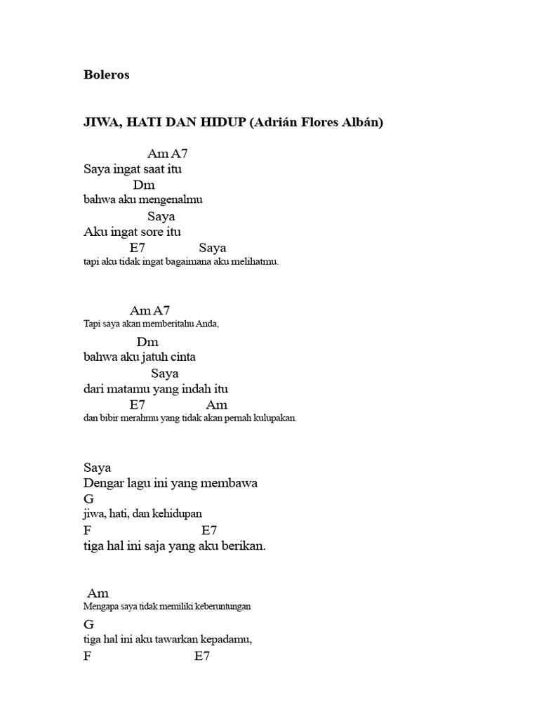 Lirik Lagu Romantis Berbahasa Spanyol | PDF
