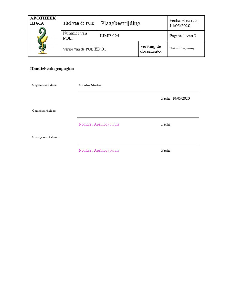Poe Formulier Limp-004-Ed.01 | PDF
