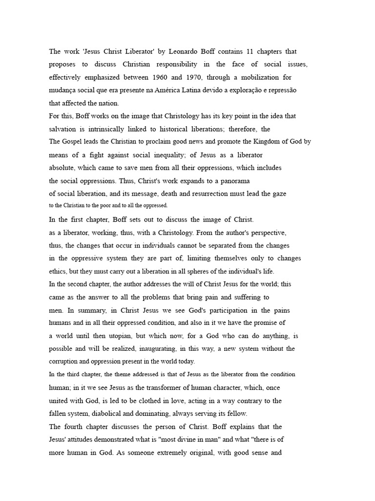Review - Jesus Christ Liberator | PDF | Jesus | Christology