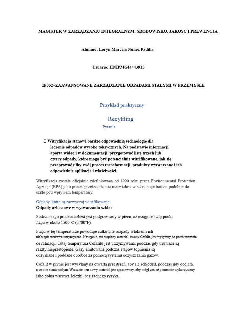 PRAKTYCZNY PRZYKŁAD - IP052 Zaawansowane Zarządzanie Odpadami Stałymi W ...