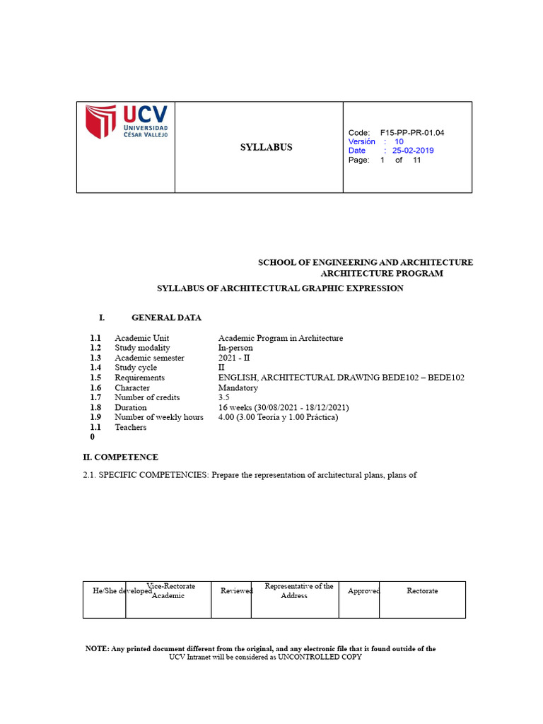 Syllabus Graphic Expression Architectural | PDF | Document