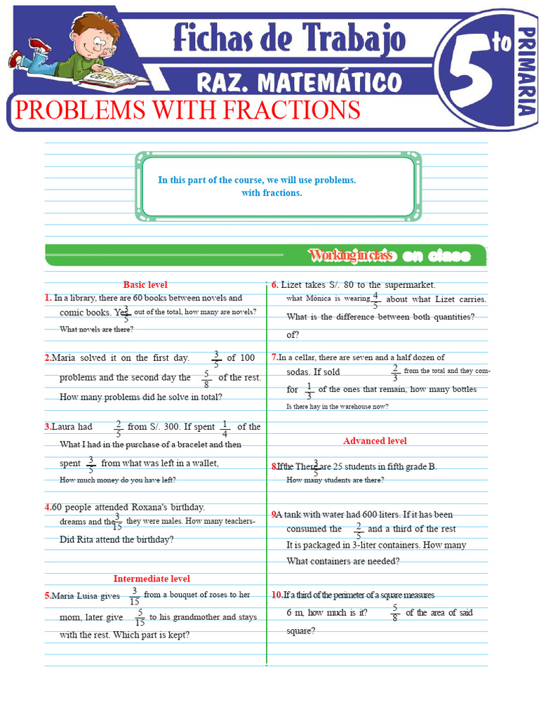 Fraction Problems for Fifth Grade | PDF