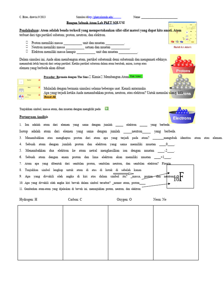 Bangun Atom Phet-solusi | PDF