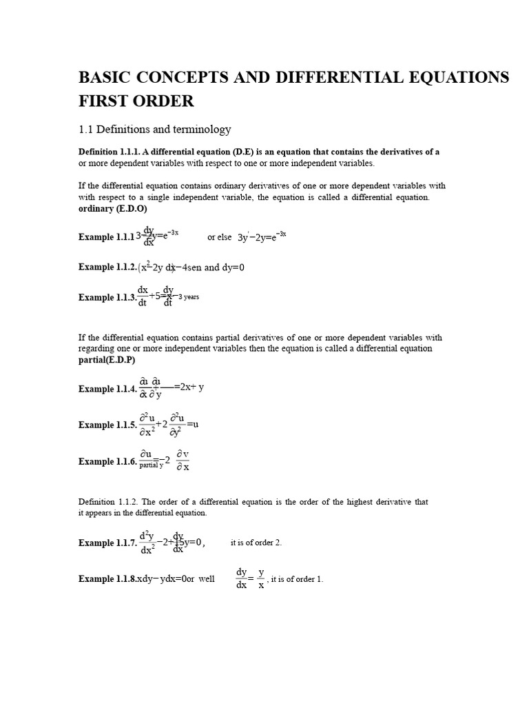 Definitions and Terminology-1 Differential Equations | PDF | Equations ...