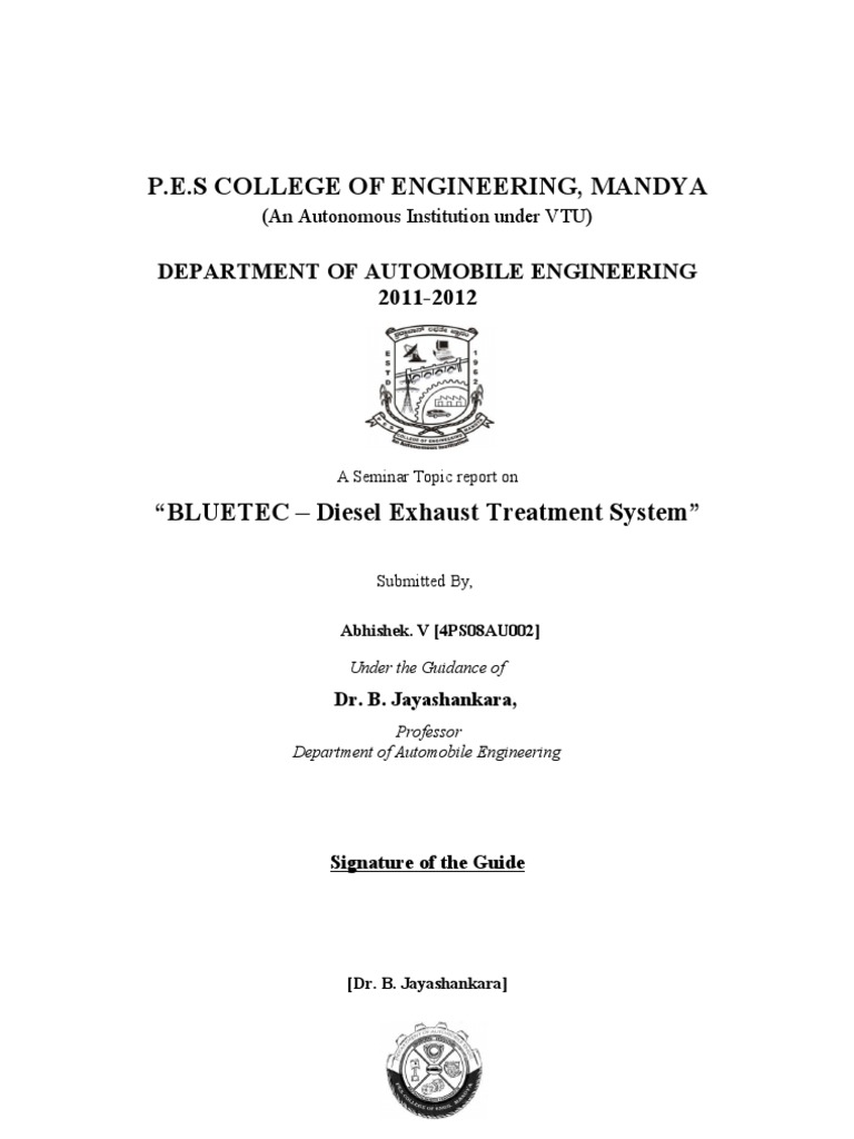BLUETEC-Diesel Emission Control System | PDF | Exhaust Gas | N Ox