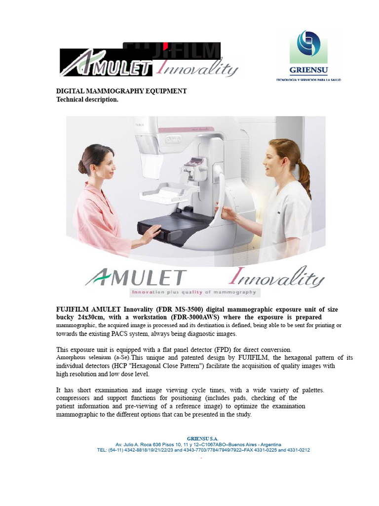 FUJIFILM Amulet - Innovality - Direct Digital Mammography - GRIENSU S.A ...