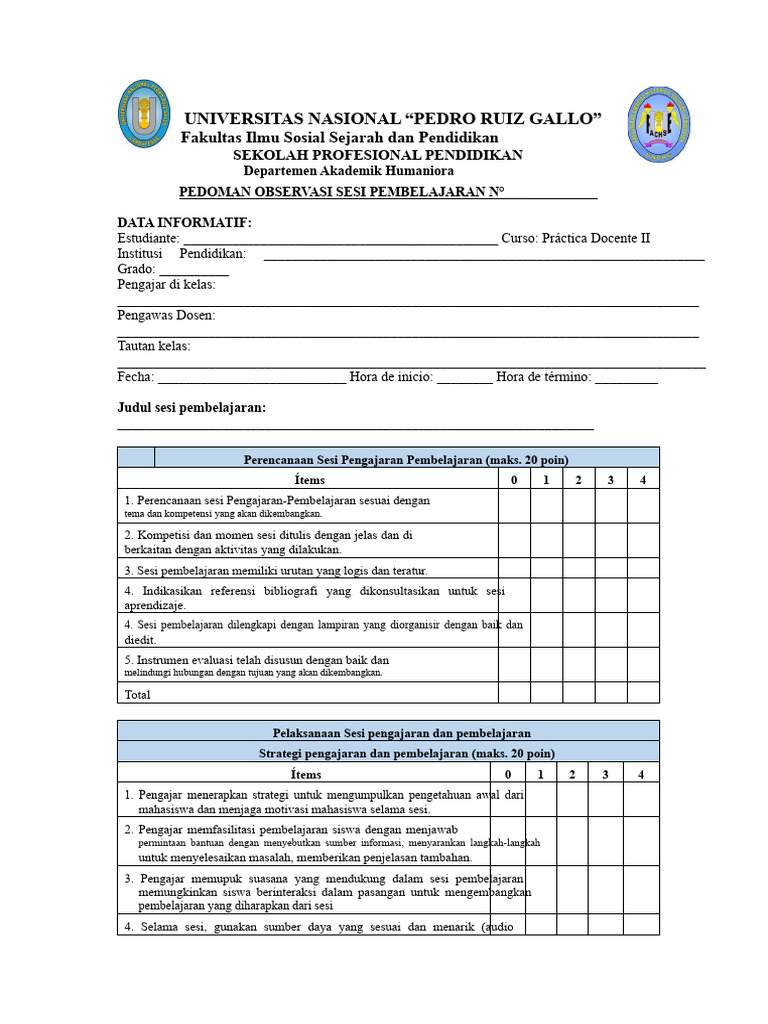 PANDUAN OBSERVASI KELAS-2022. | PDF