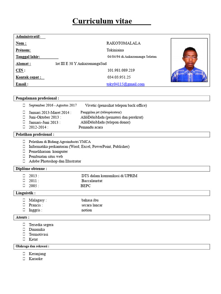 Rakotomalala Tokiniaina Cv(7) | PDF
