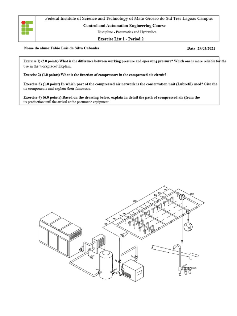 Pneumatics and Hydraulics - Exercise List 1 | PDF