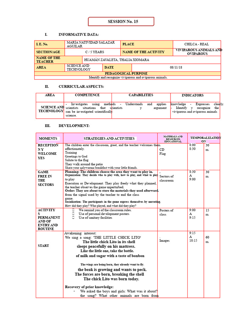Viviparous and Oviparous Animals - Class Session - 15 | PDF | Science ...