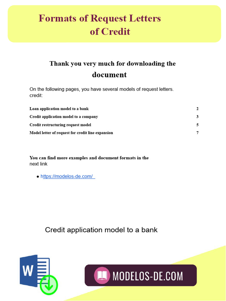 Request Letter Formats for Credit | PDF | Credit | Finance & Money ...