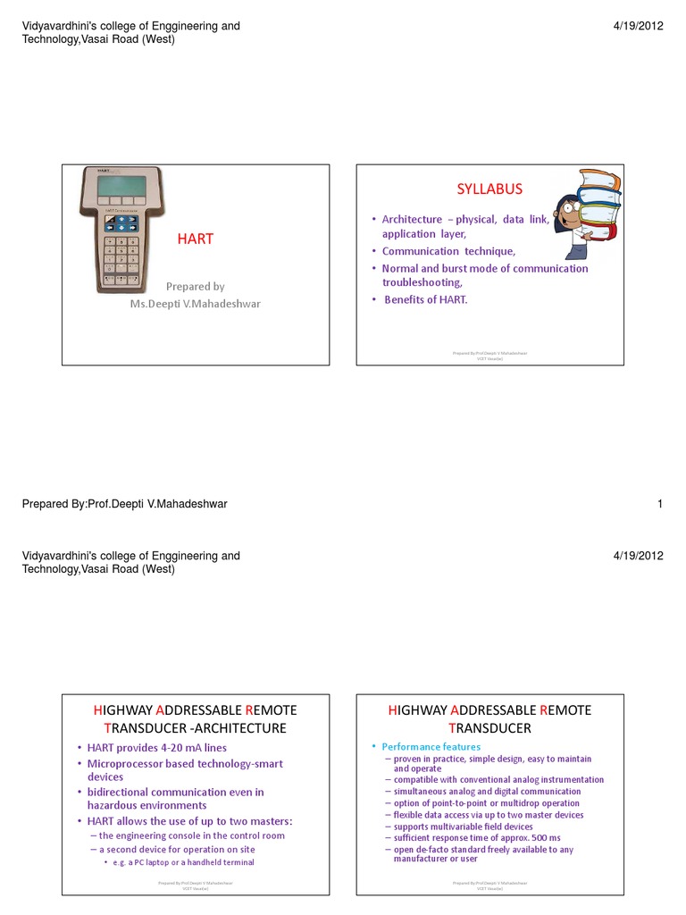 HART Protocol Overview and Architecture | PDF | Bit Rate | Signal ...