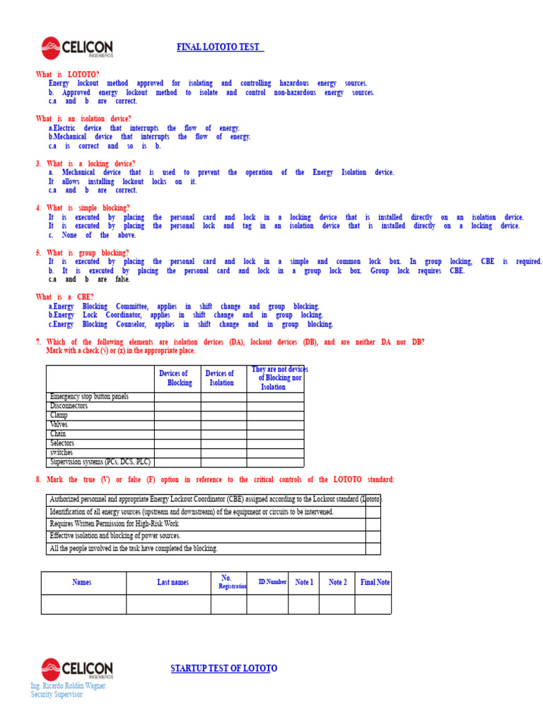 FINAL LOTTO TEST | PDF | Safety | Occupational Safety And Health