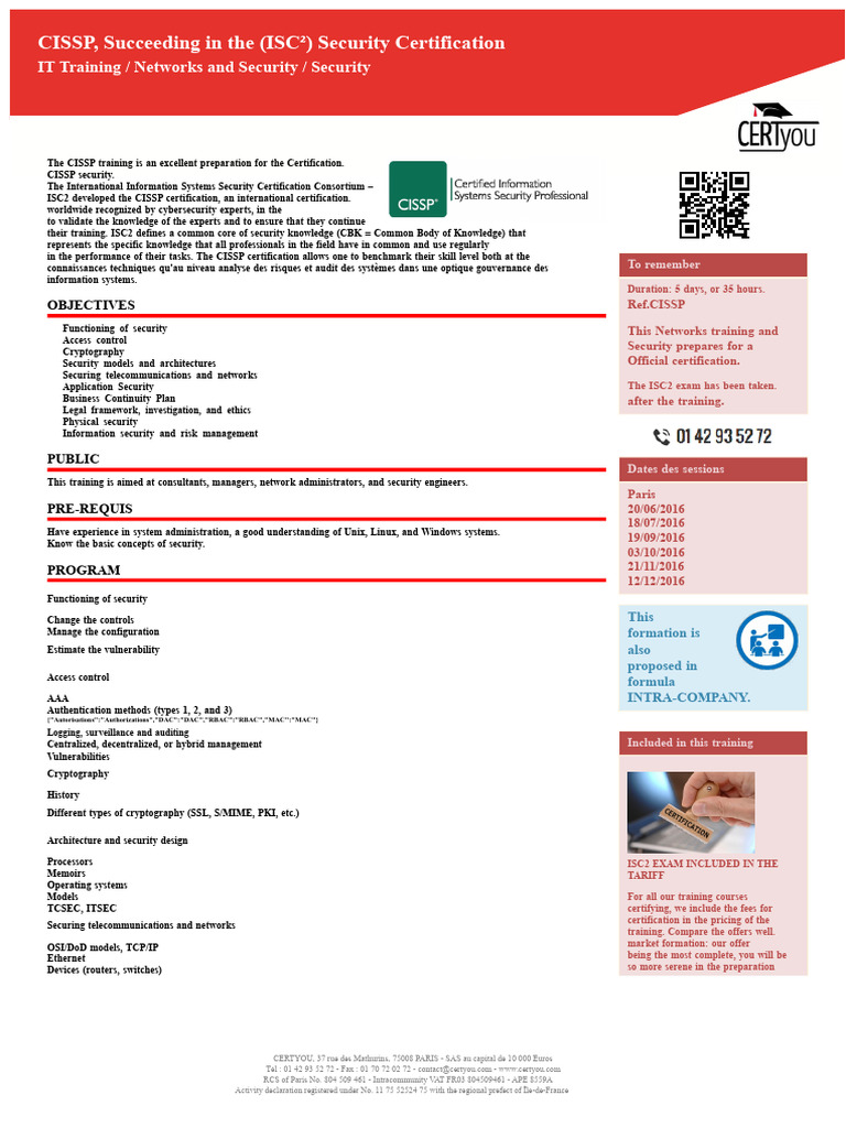 CISSP Certification Training Overview | PDF | Computer Network ...