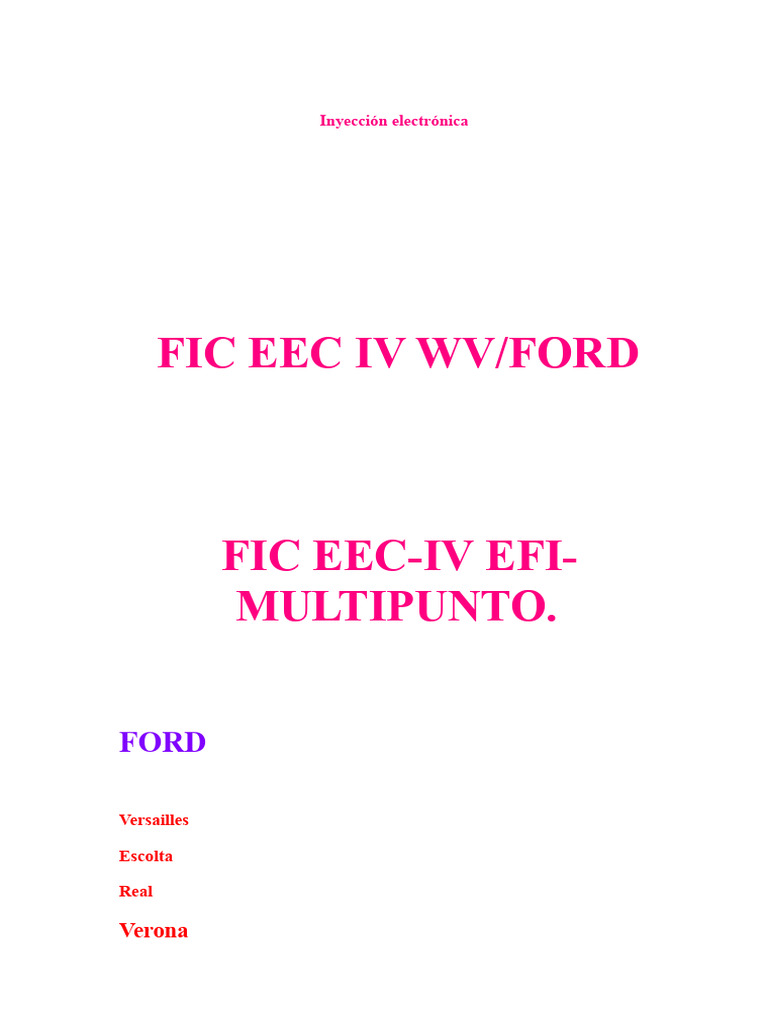 Guía del Sistema de Inyección FIC EEC-IV | PDF | Inyección de ...