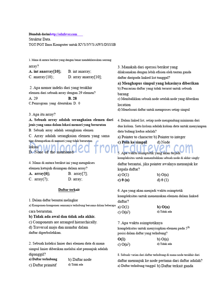 Kertas Soal Struktur Data dengan Jawaban.pdf | PDF
