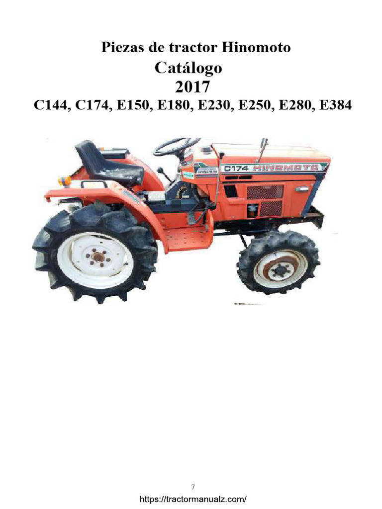 Manual de Piezas del Tractor Hinomoto C144, C174, E150, E180, E230, E250, E280, E384 PDF (1 ...