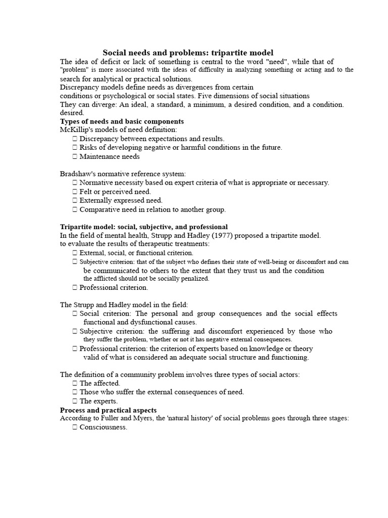 Tripartite Model of Social Needs Analysis | PDF | Deviance (Sociology ...