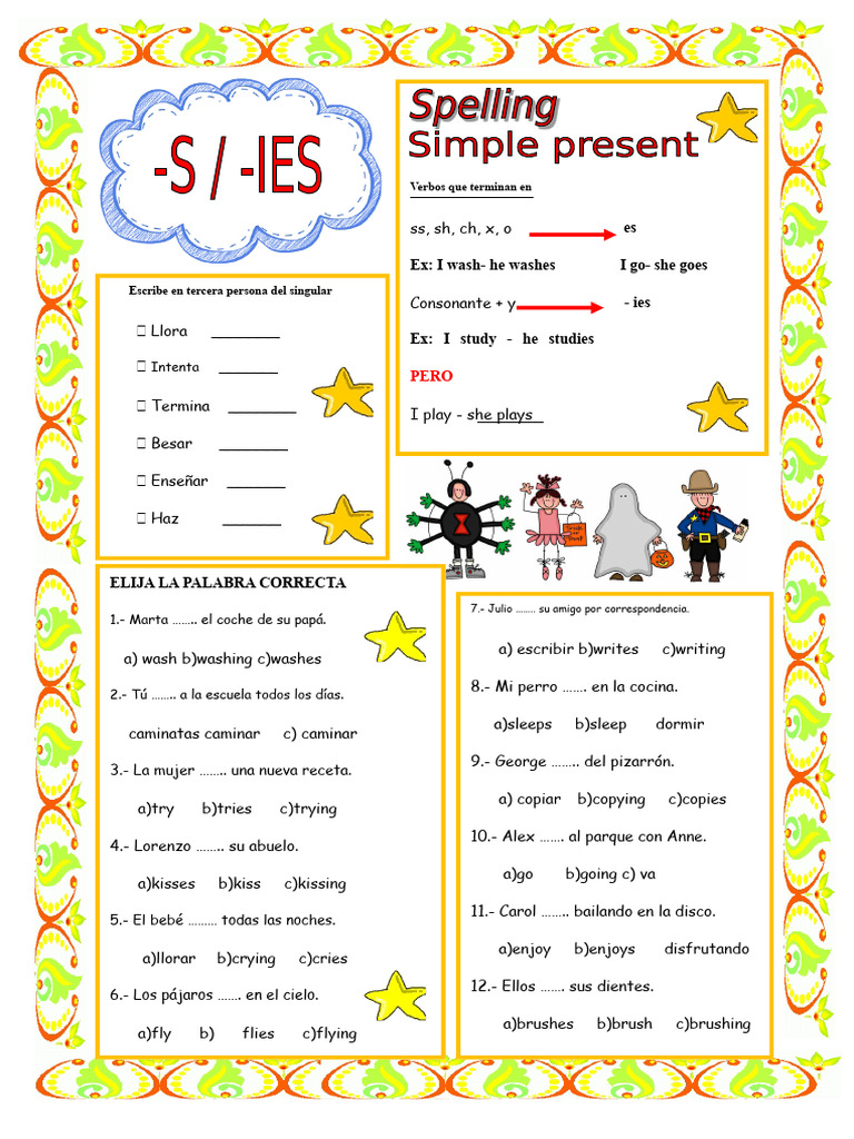 Pruebas Del Presente Simple 3ra Persona Singular 60585 Pdf